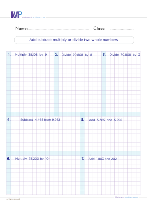 Mixed Operations Word Problems Worksheets Grade 6 Mixed Addition 