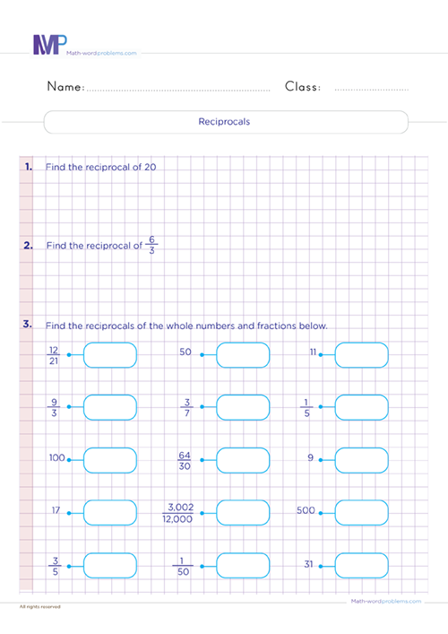 Reciprocals 6th Grade