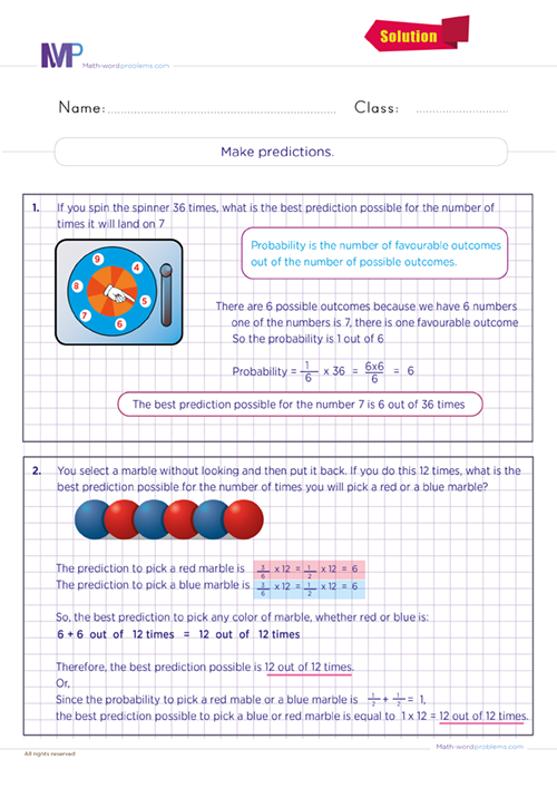 Probability worksheets Grade 6