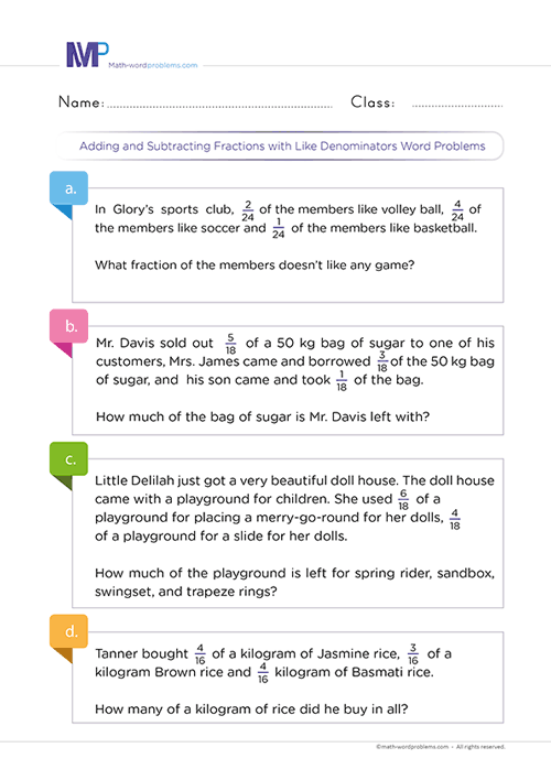 Fraction Word Problems Worksheet Grade 3 Fraction Problem Solving 