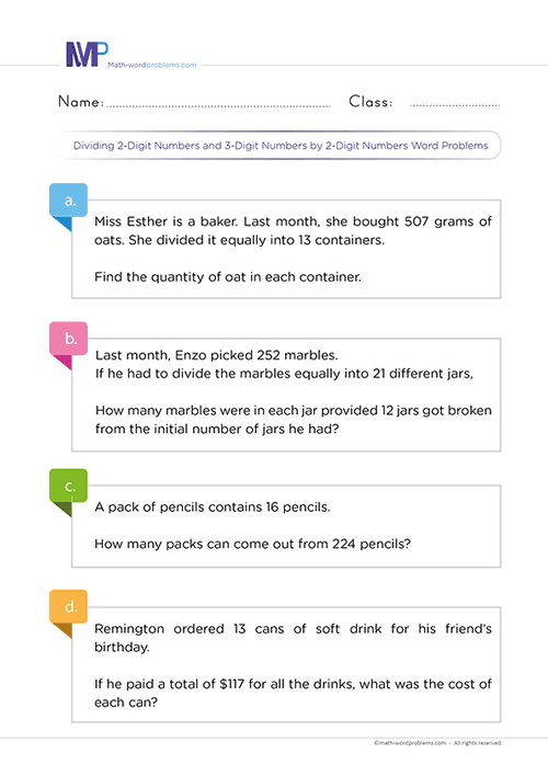 Dividing 2 Digit Numbers And 3 Digit Numbers By 2 Digit Numbers Word 