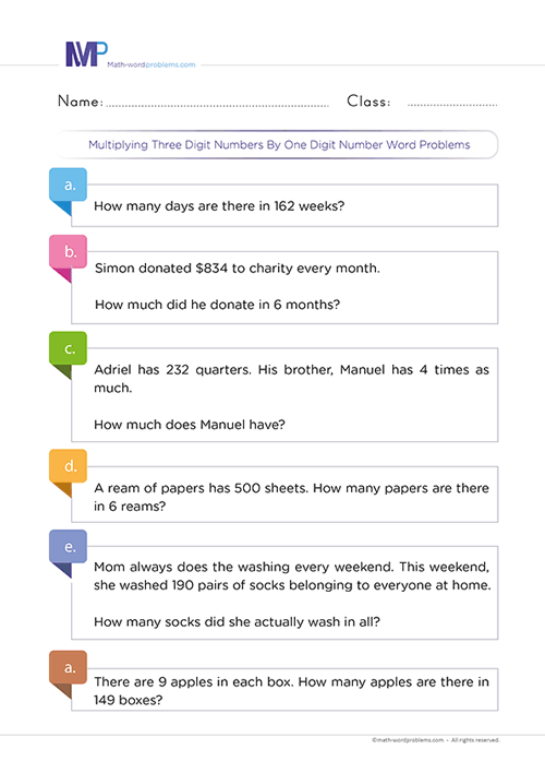 Multiplication Word Problems