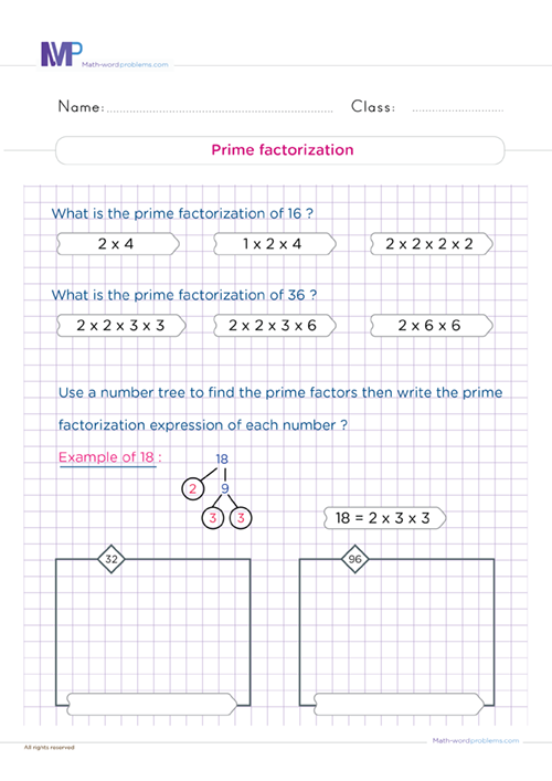 Prime Factorization Grade 6