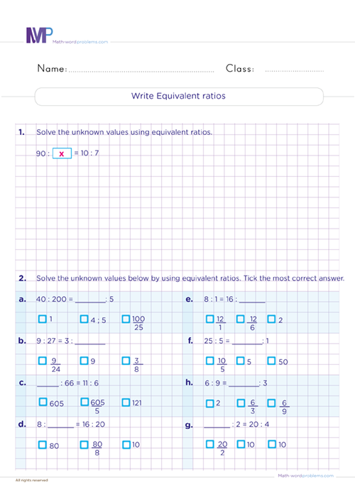 Write An Equivalent Ratios Grade 6