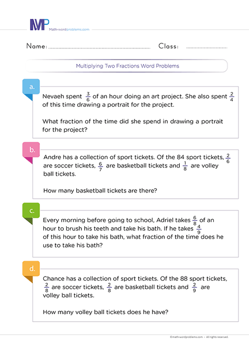 Multiplying Two Fractions Word Problems