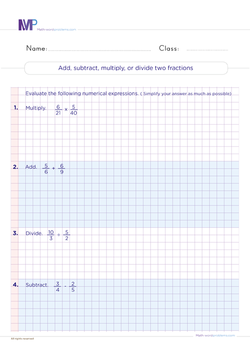 Add Subtract Multiply Or Divide Two Fractions