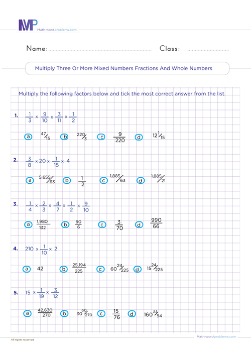 Multiply Three Or More Mixed Numbers Fractions And Or Whole Numbers 6th