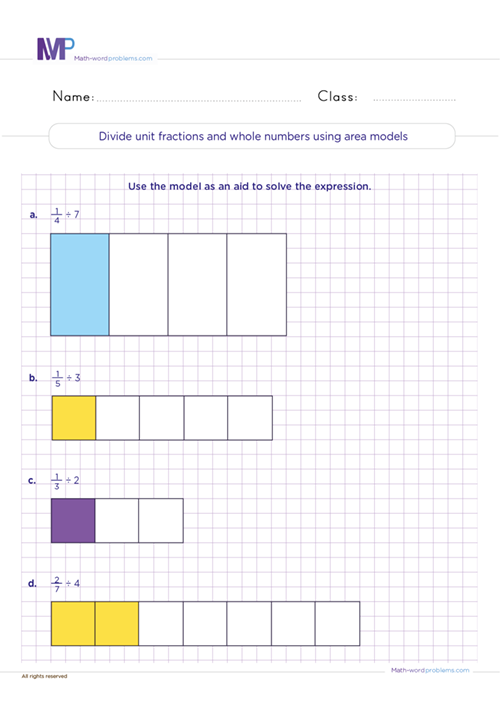 Divide Fractions 5th Grade Worksheets